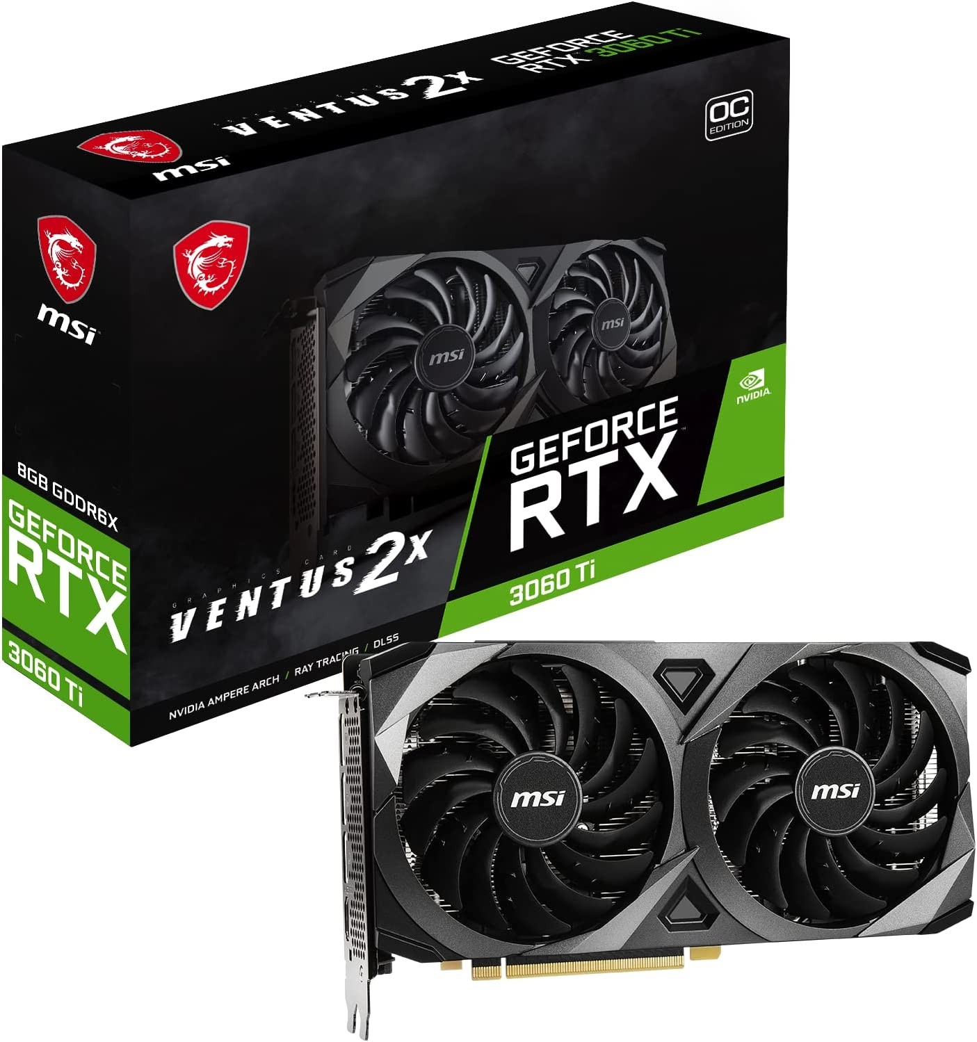 Видеокарта MSI - GeForce RTX 3060 Ti VENTUS 2X OC, 8GB, GDDR6X | Ozone.bg