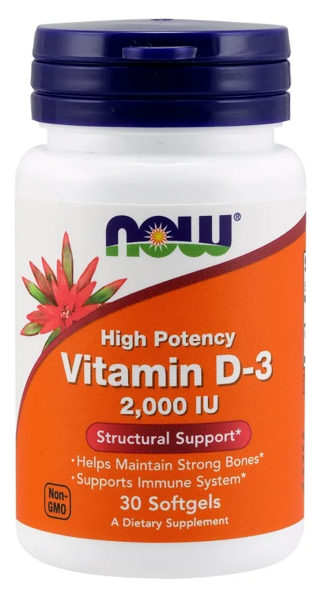 Vitamin D-3, 2000 IU, 30 капсули, Now | Ozone.bg