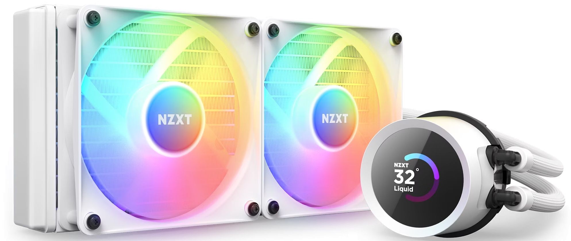 Воден охладител NZXT - Kraken RGB, 2x120 mm, бял | Ozone.bg