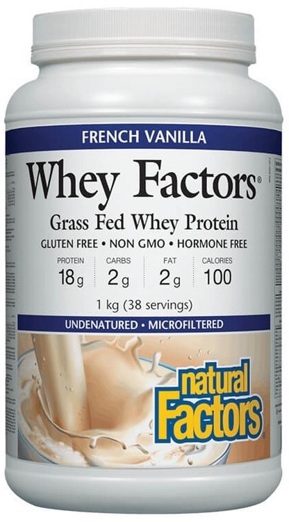 Whey Factors Grass Fed Whey Protein, френска ванилия, 1 kg, Natural ...