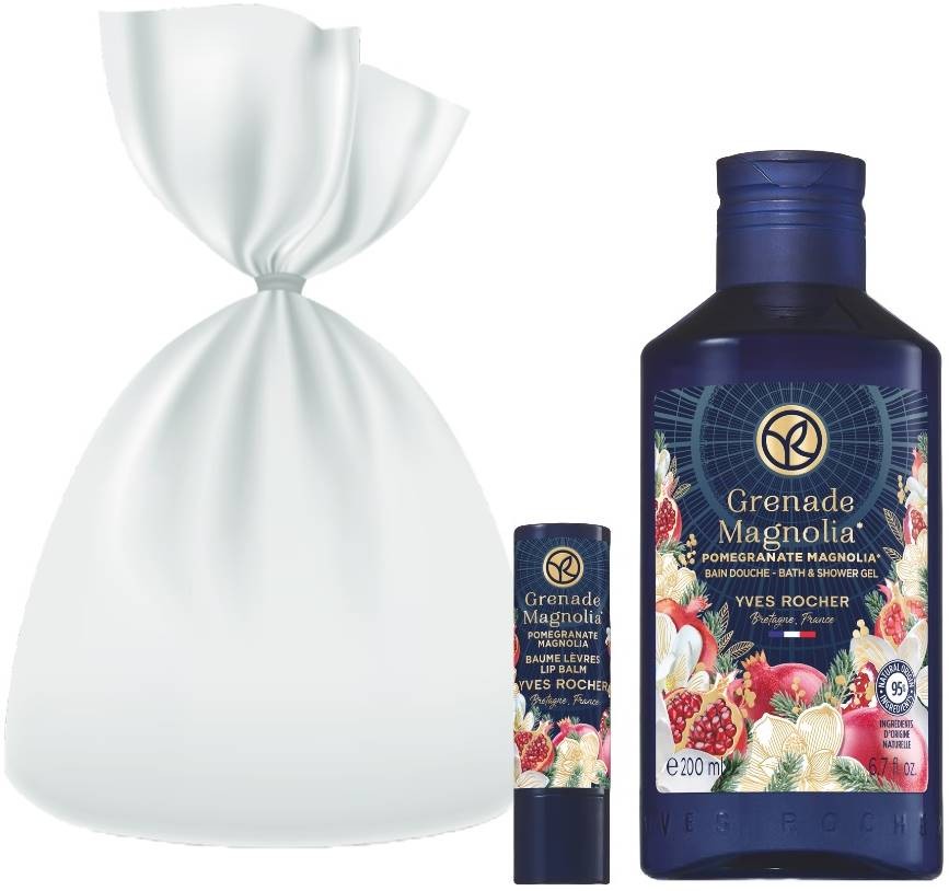 Yves Rocher Комплект Grenade Magnolia - Душ гел и Балсам за устни, 200 ...