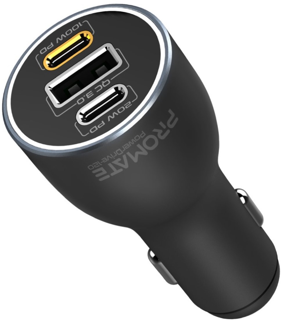 Зарядно за кола ProMate - PowerDrive-120, USB-A/C, 120W, черно | Ozone.bg
