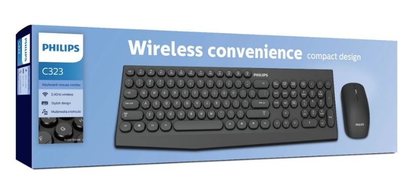 Комплект мишка и клавиатура Philips - C323,безжичен, черен | Ozone.bg