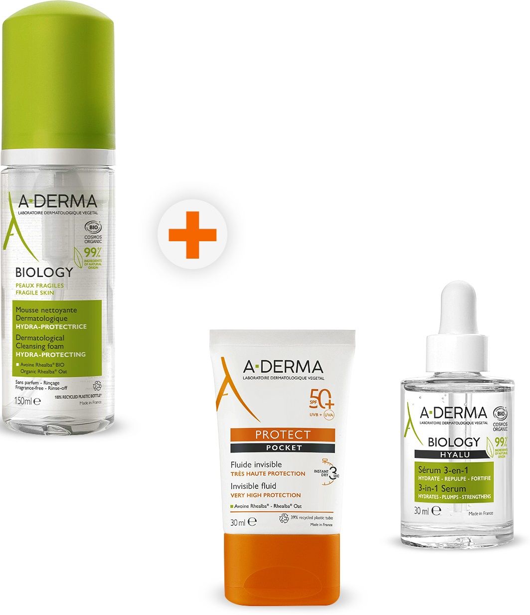 A-Derma Biology & Protect Комплект - Почистваща пяна, Серум и ...