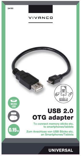 Адаптер Vivanco - USB-A/micro USB-B, черен | Ozone.bg