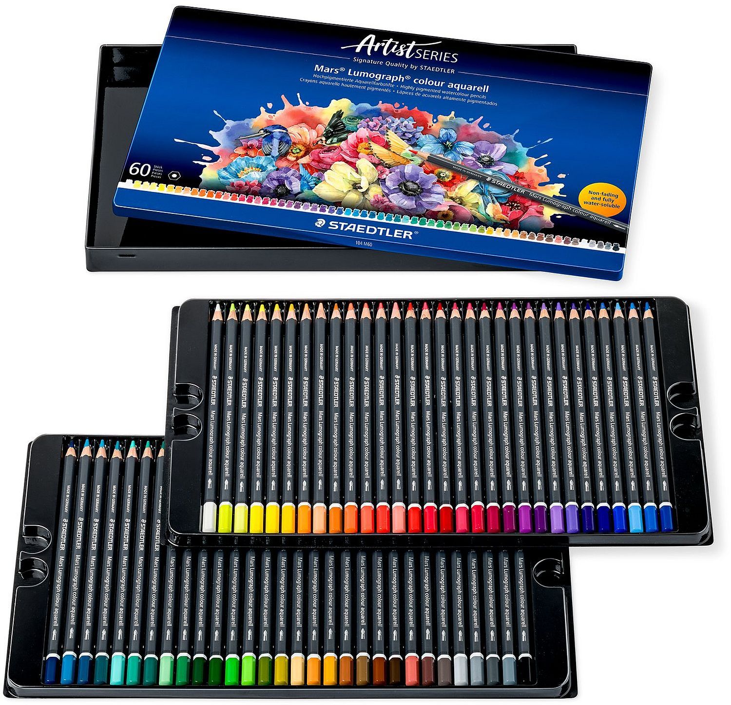 Цветни акварелни моливи Staedtler Mars Lumograph - 60 цвята | Ozone.bg