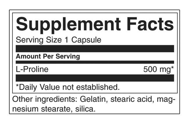L-Proline, 500 mg, 100 капсули, Swanson | Ozone.bg