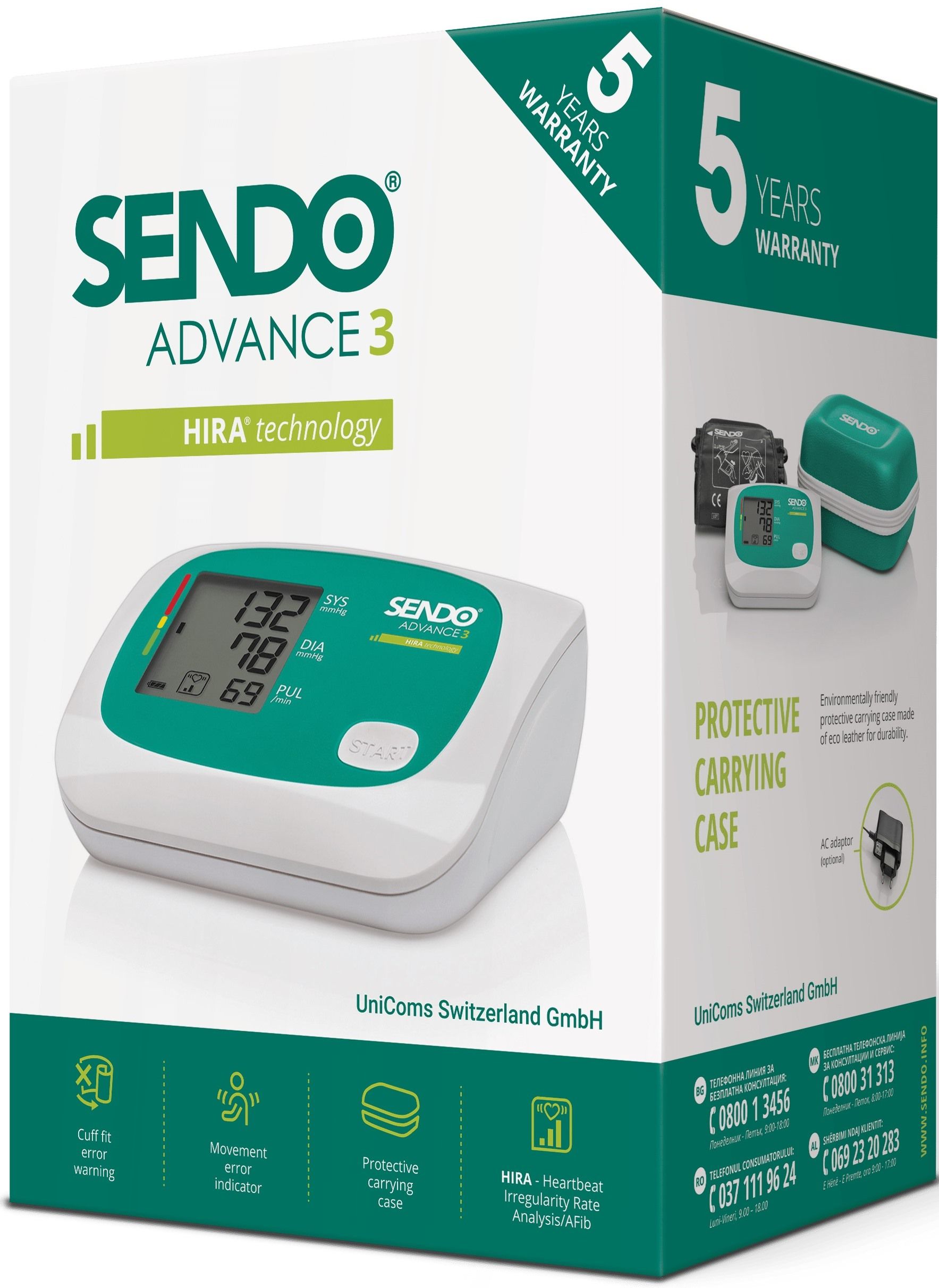 Апарат за кръвно налягане Sendo Advance 3, пълен автомат, с адаптер ...