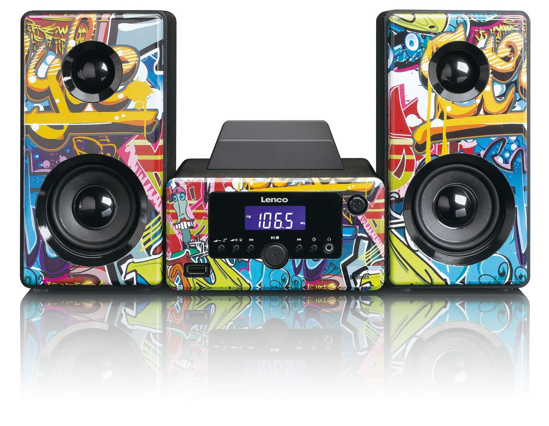 Аудио система Lenco - MC-020 Tags, 2.0, многоцветна | Ozone.bg