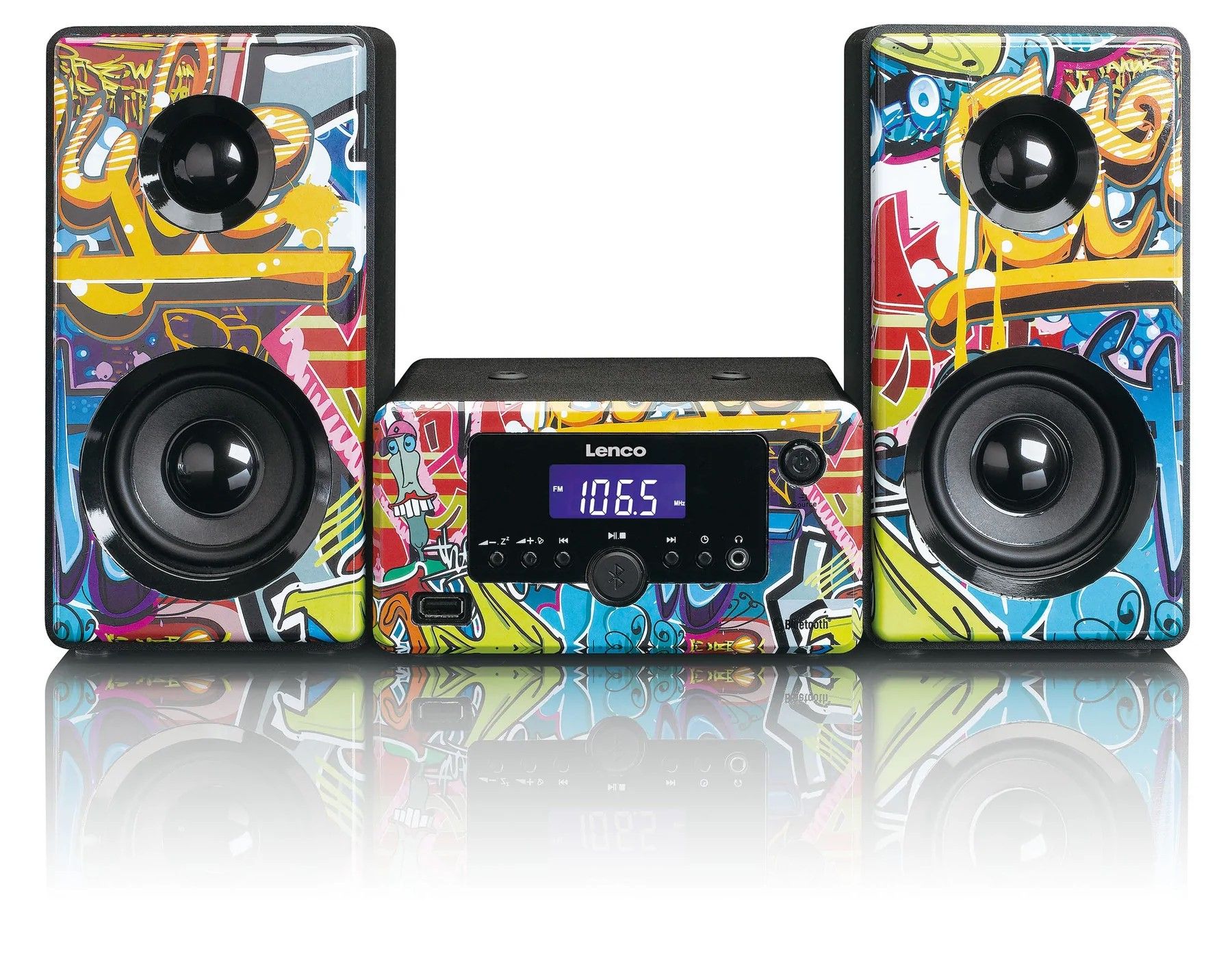 Аудио система Lenco - MC-020 Tags, 2.0, многоцветна | Ozone.bg