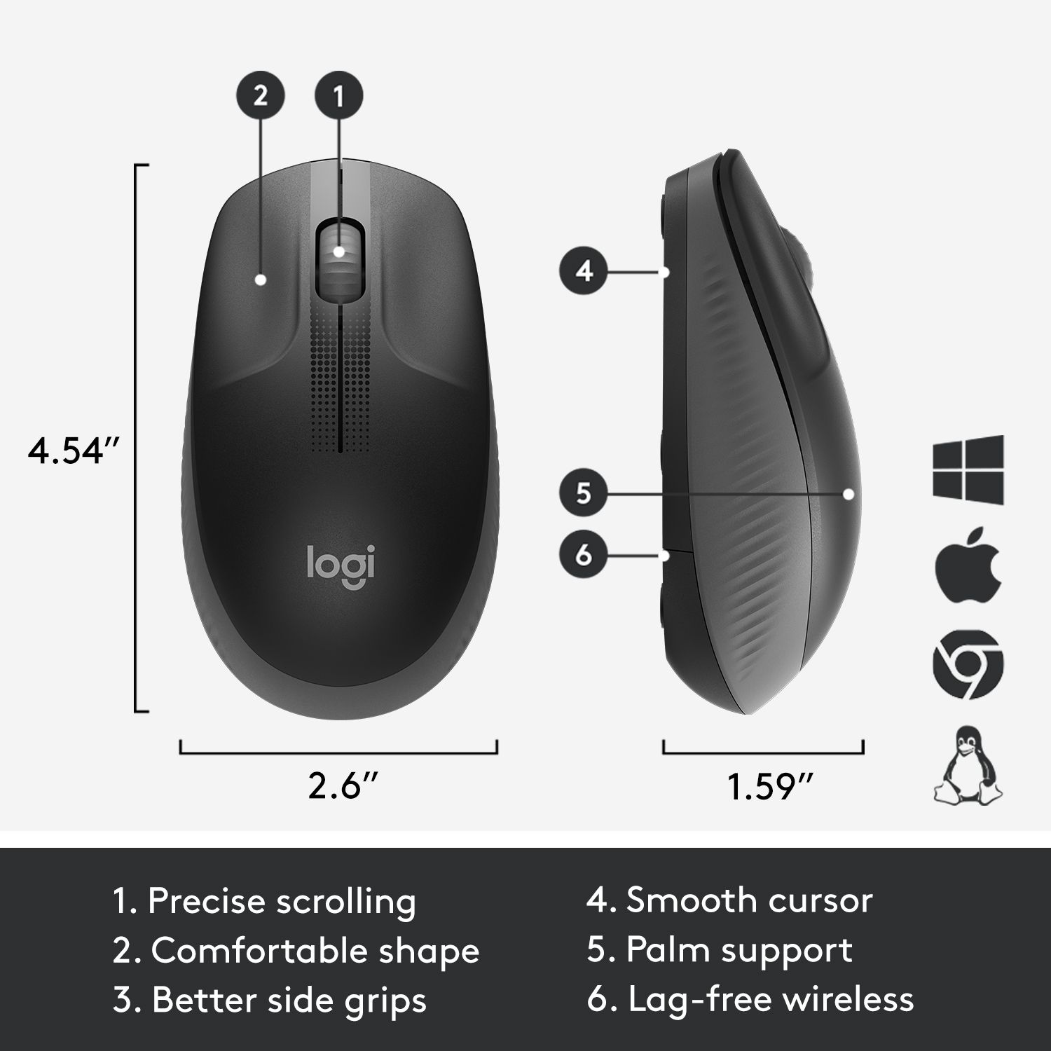 Мишка Logitech - M190, оптична, безжична, черна | Ozone.bg