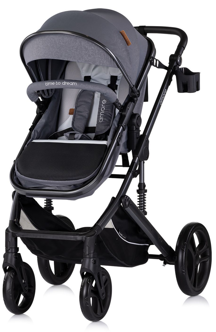 Бебешка количка с трансформиращ се кош Chipolino - Аморе, облачно сиво | Добра цена | Ozone.bg