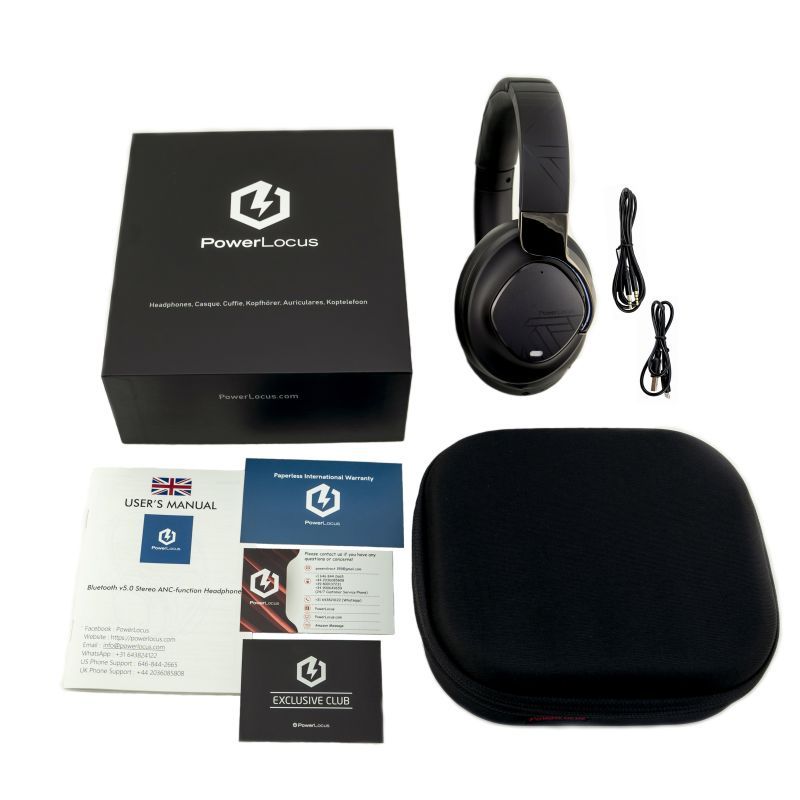 Безжични слушалки PowerLocus - MoonFly, ANC, черни | Ozone.bg