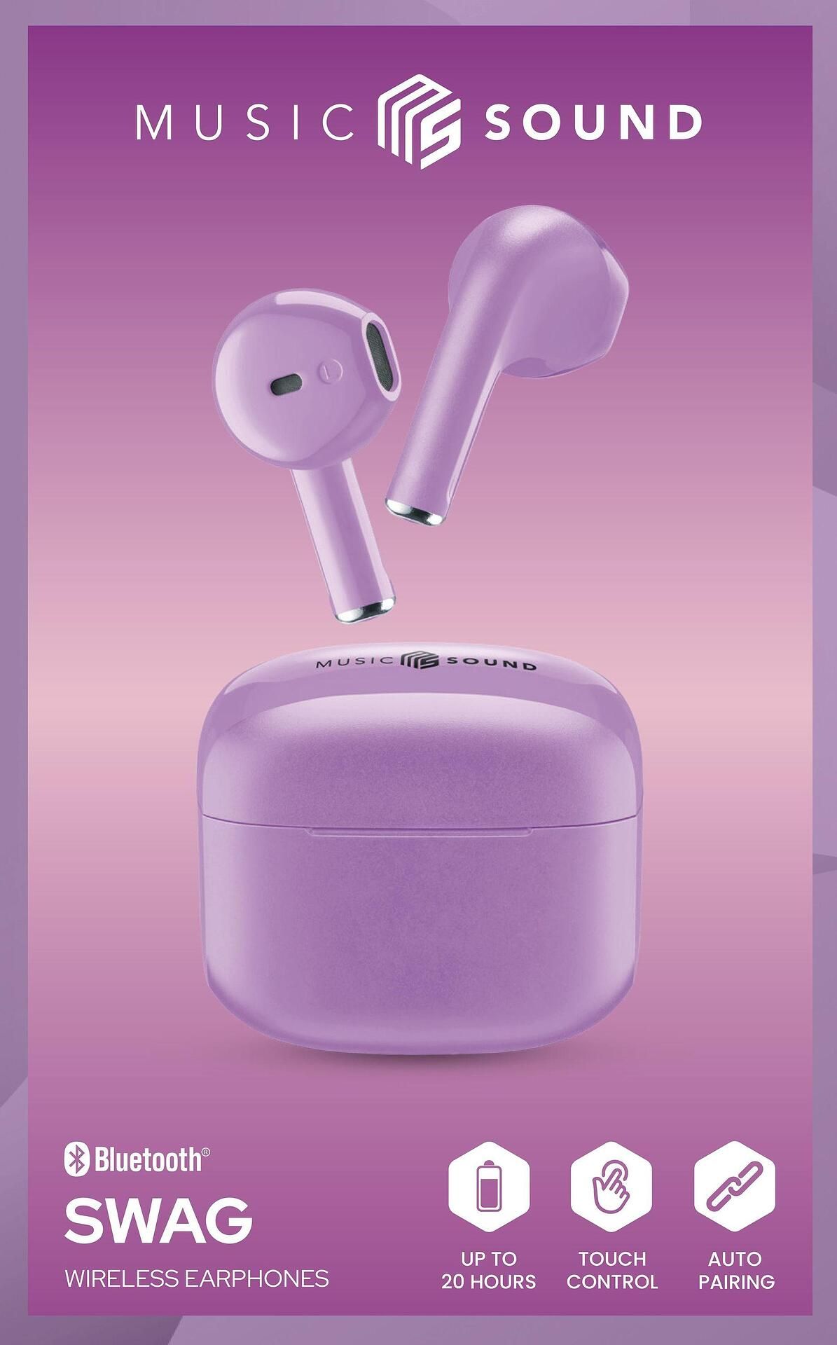 Безжични слушалки Cellularline - Music Sound Swag, TWS, лилави | Ozone.bg