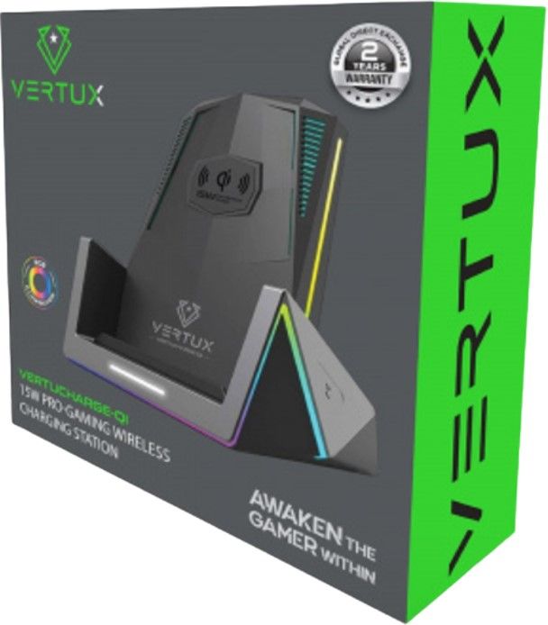 Безжично зарядно устройство Vertux - VertuCharge-QI , 15W, сиво | Ozone.bg