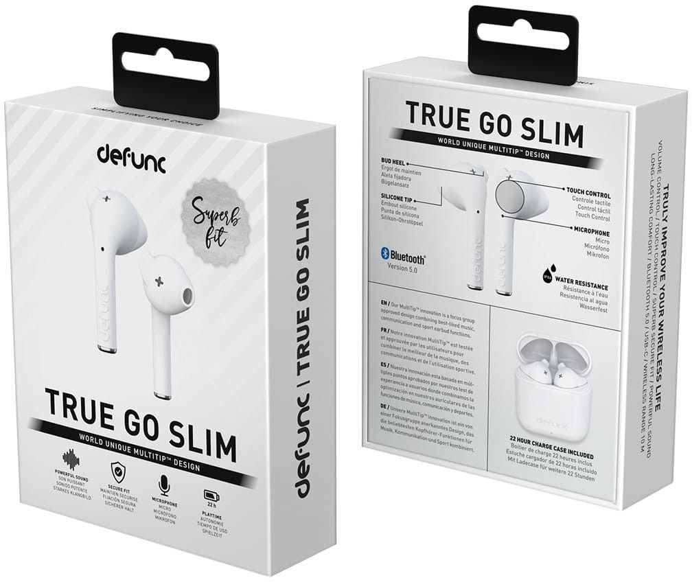 Безжични слушалки Defunc - TRUE GO Slim, TWS, бели | Ozone.bg