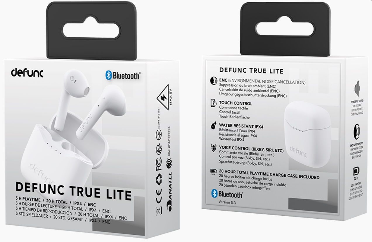 Безжични слушалки Defunc - TRUE LITE, TWS, бели | Ozone.bg