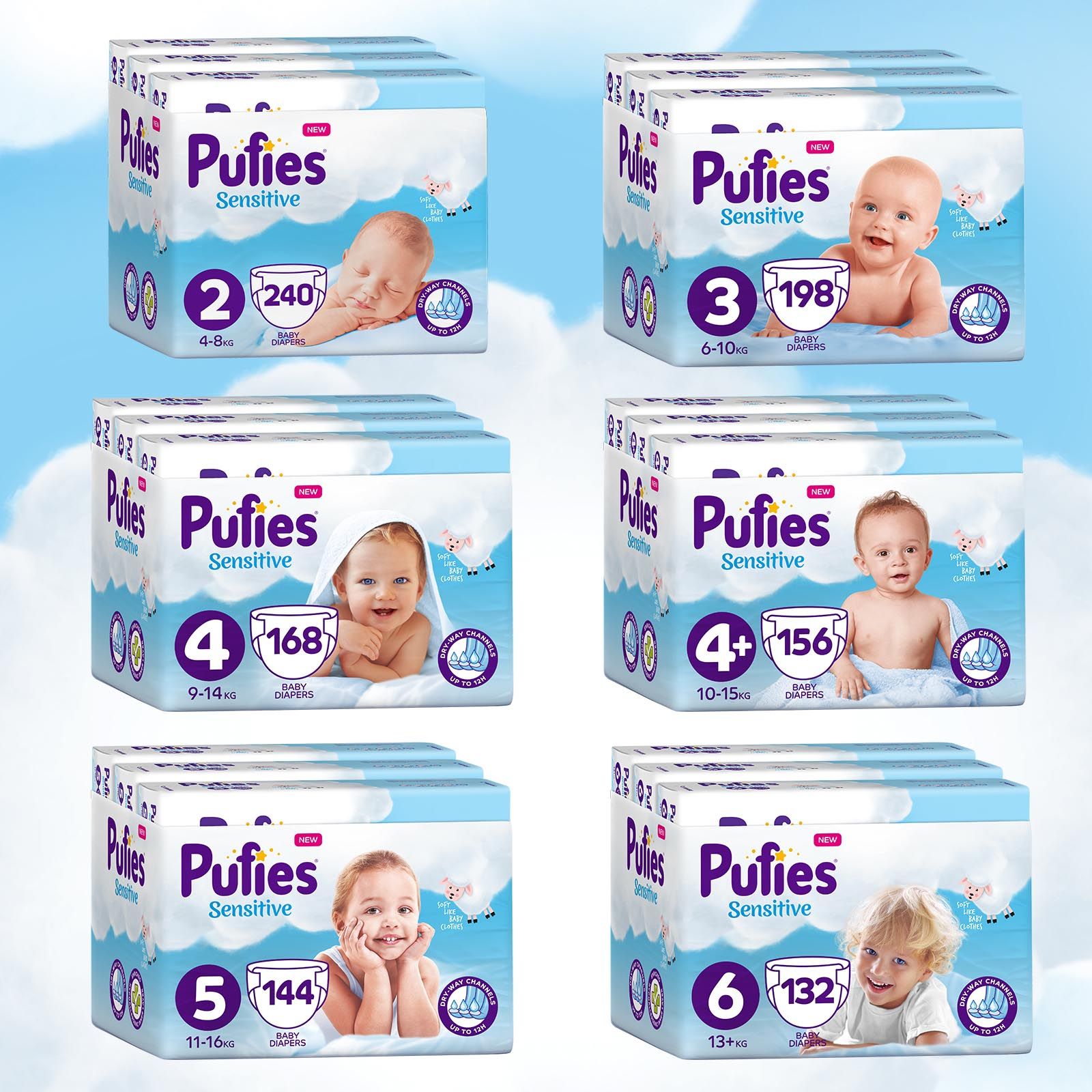 Бебешки пелени Pufies Sensitive 4, 168 броя | Добра цена | Ozone.bg