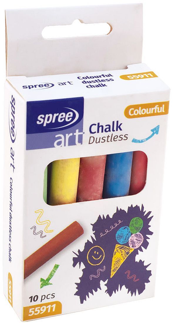 Безпрахови цветни тебешири Spree Art - 10 броя | Ozone.bg