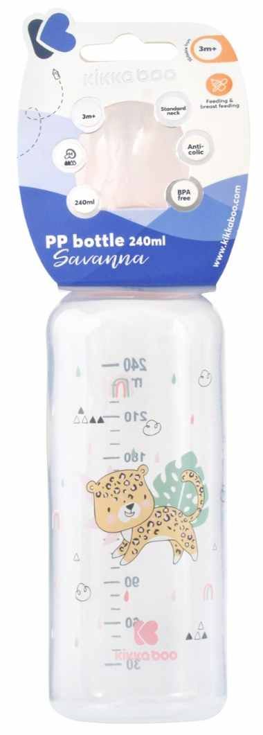Бебешко шише KikkaBoo Savanna - РР, 240 ml, розово | Добра цена | Ozone.bg