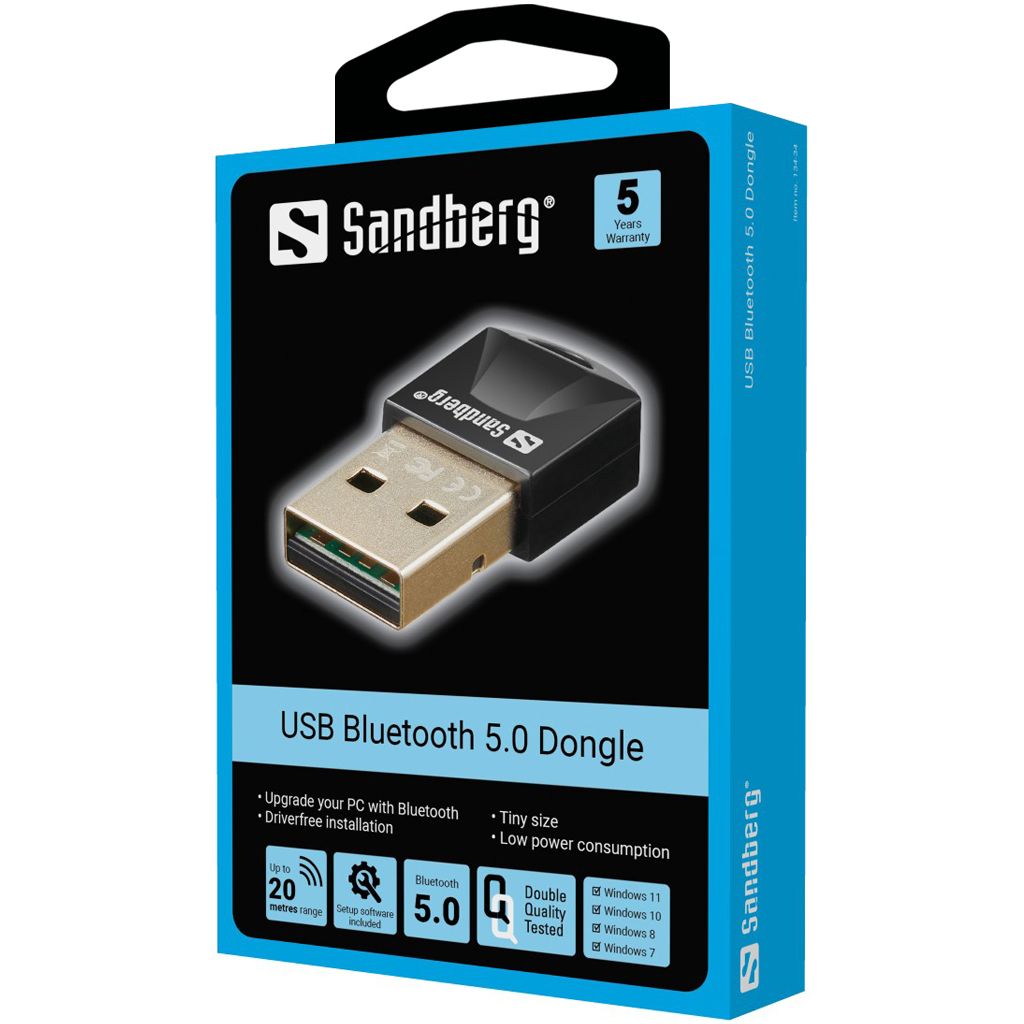Bluetooth адаптер Sandberg - Bluetooth 5.0 Dongle, черен | Ozone.bg