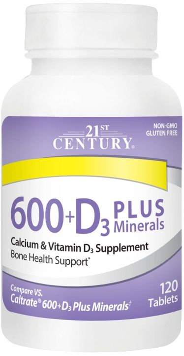 Calcium 600 mg + D3 Plus Minerals, 120 таблетки, 21st Century | Ozone.bg