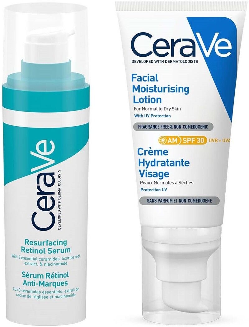 CeraVe Комплект - Серум с ретинол и Хидратиращ крем, SPF30, 30 + 52 ml ...