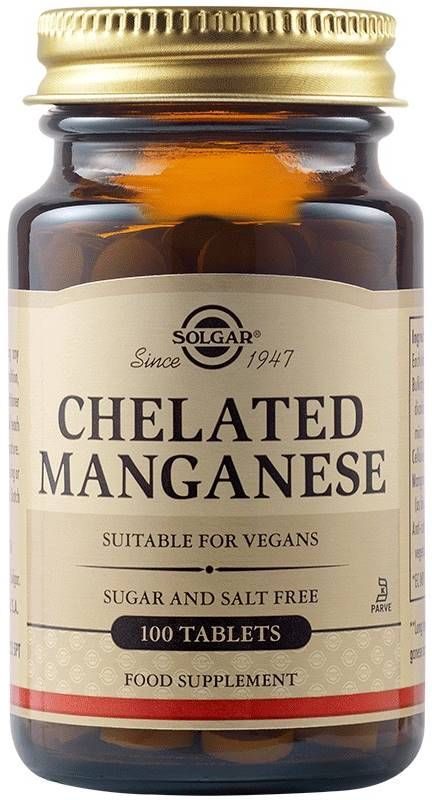 Chelated Manganese, 8 mg, 100 таблетки, Solgar | Ozone.bg