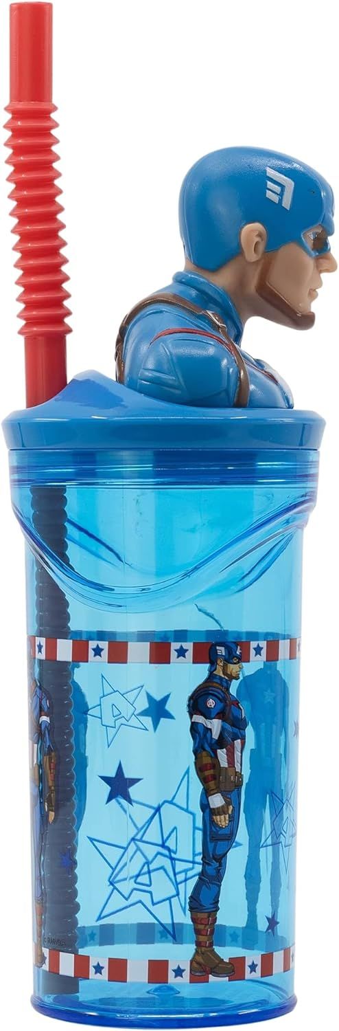 Чаша със сламка и 3D фигура Stor Avengers - Invisible Force, Captain ...