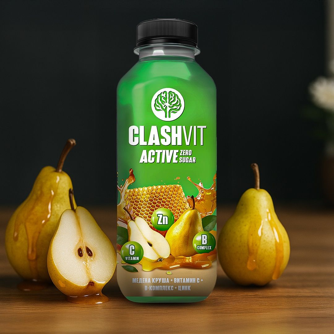 ClashVit Active Витаминна вода, медена круша, 12 броя | Ozone.bg
