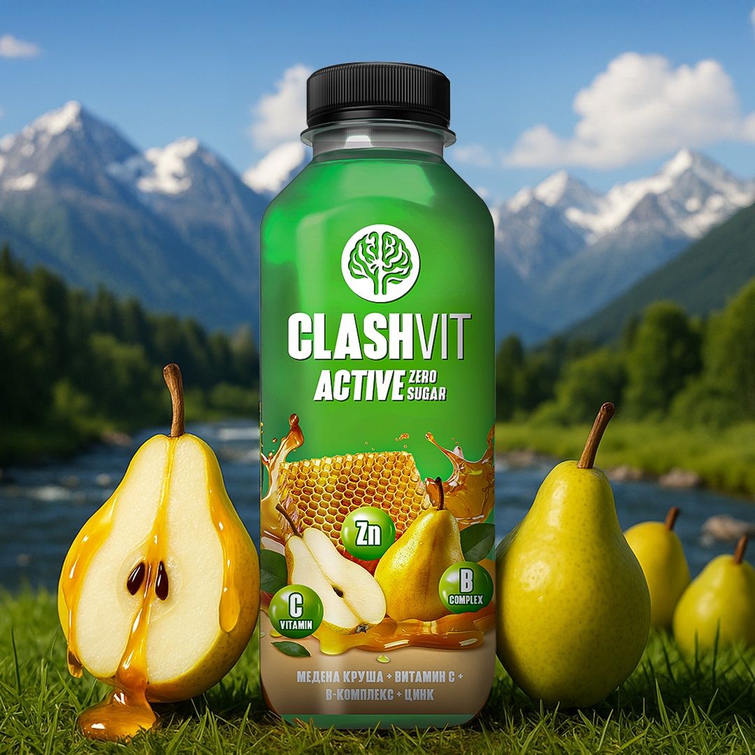 ClashVit Active Витаминна вода, медена круша, 12 броя | Ozone.bg