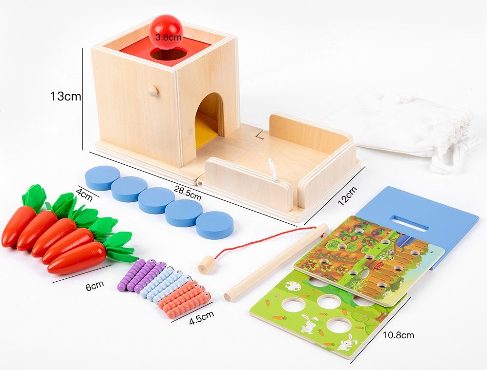 Дървена играчка 4 в 1 Acool Toy - Монтесори детска дървена кутия ...