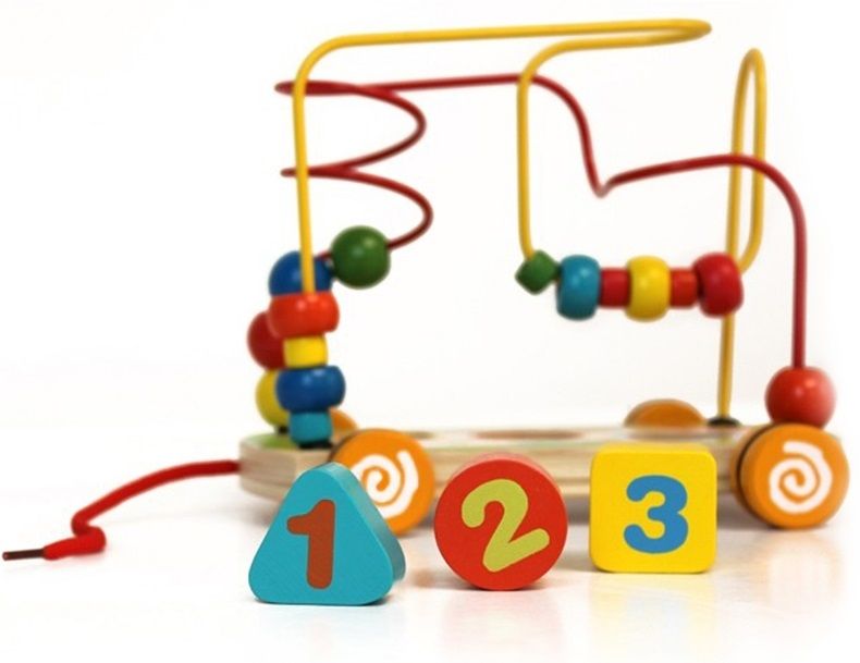 Дървена играчка Acool Toy - Лабиринт с мъниста на колела, Монтесори ...