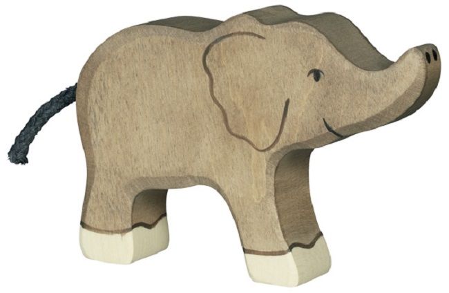Дървена фигурка Goki - Слон с вдигнат хобот, малък | Отлична цена | Ozone.bg