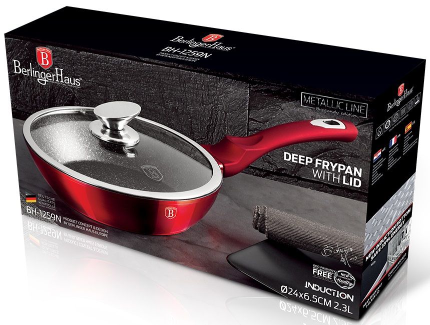 Дълбок тиган Berlinger Haus - Metallic Line Burgundy Edition, 24 cm, 2.3 l | Ozone.bg