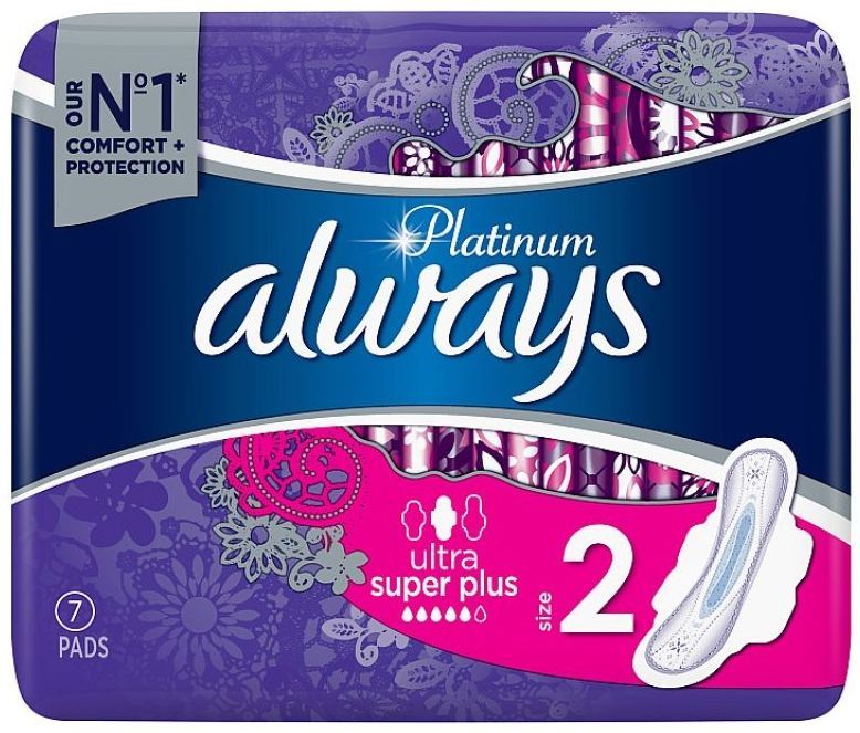 Дамски превръзки с крилца Always Platinum - Ultra Super Plus, 7 броя ...