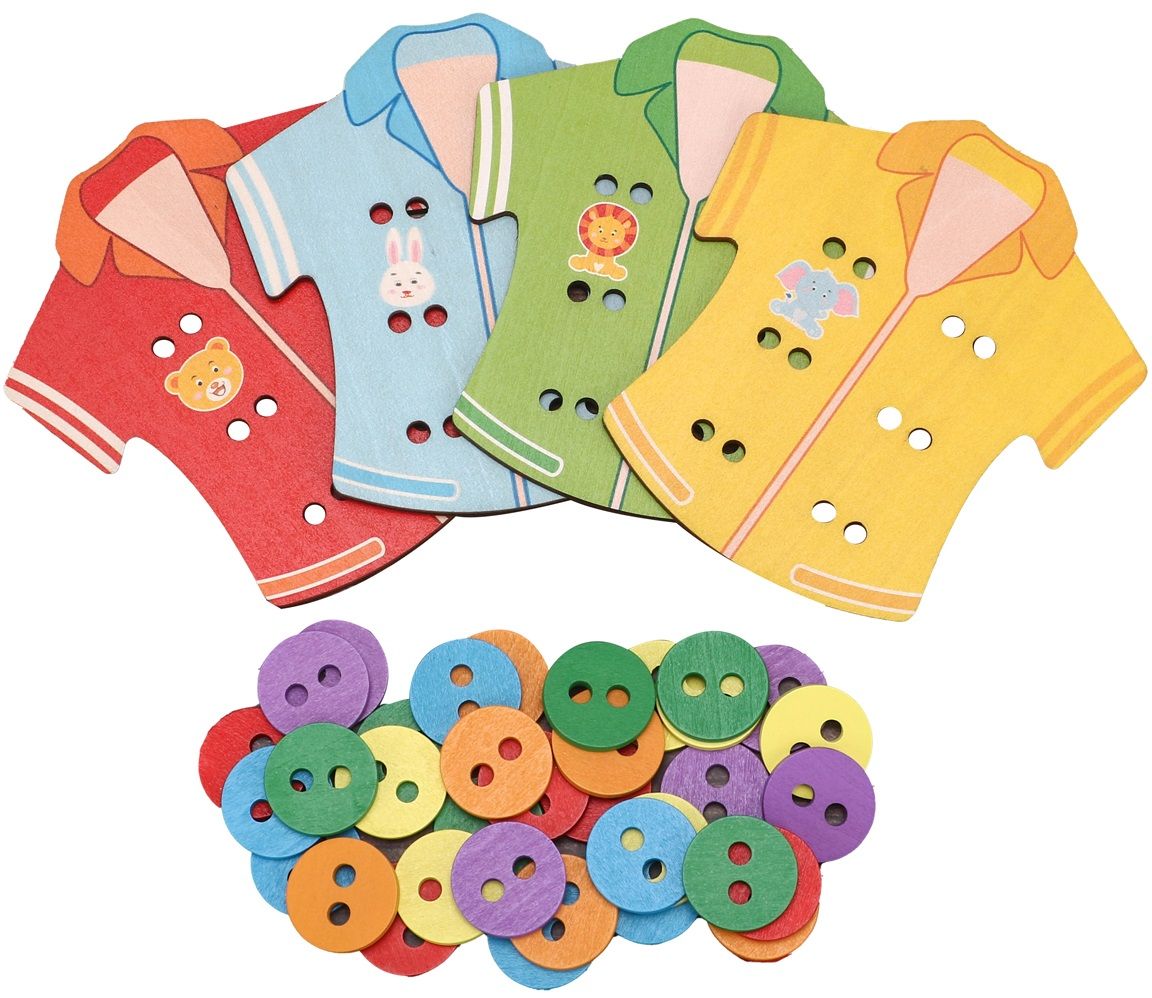 Дървен комплект Acool Toy - Дрешки за промушване с копчета | Отлична ...