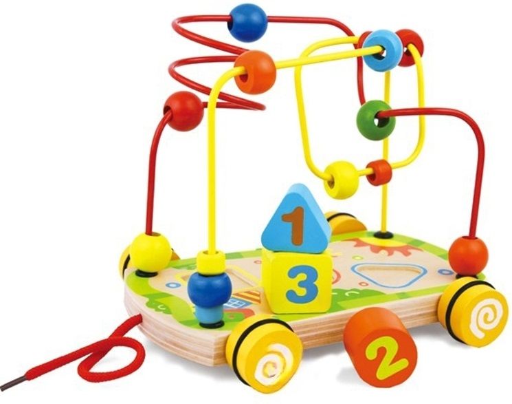 Дървена играчка Acool Toy - Лабиринт с мъниста на колела, Монтесори ...