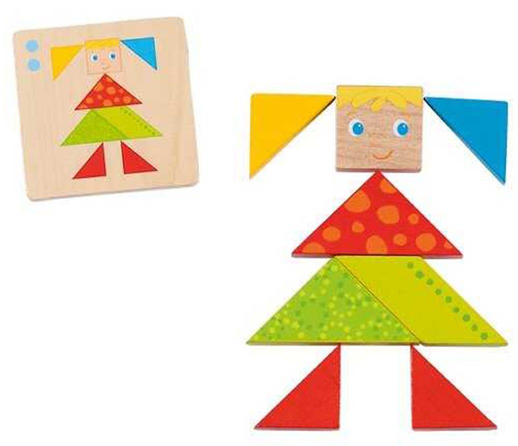 Детска дървена игра Goki - Цветен танграм, свят | Отлична цена | Ozone.bg
