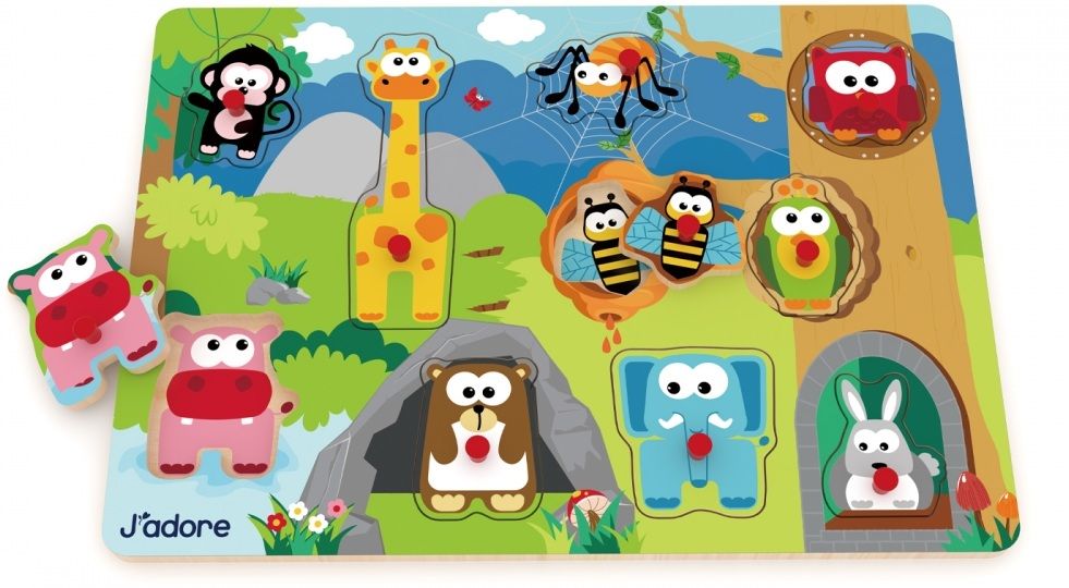 Детски дървен пъзел J′adore от 10 части - Животни | Супер цена | Ozone.bg