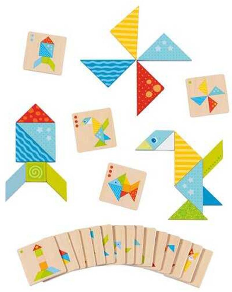 Детска дървена игра Goki - Цветен танграм, свят | Отлична цена | Ozone.bg