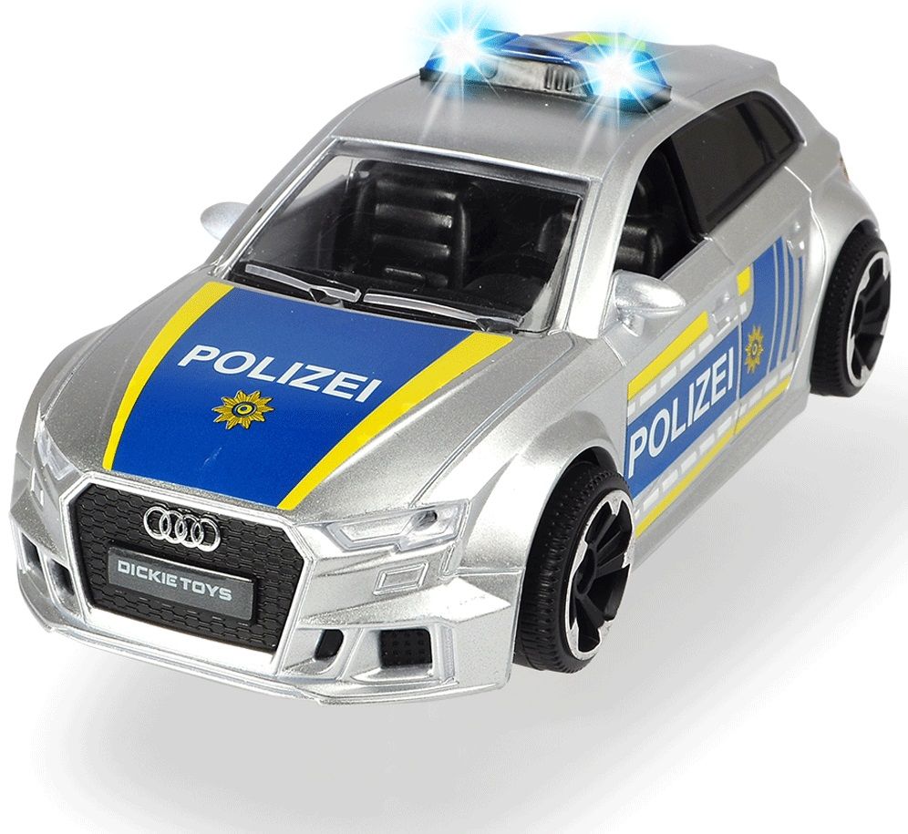 Детска играчка Dickie Toys - Полицейски автомобил Audi RS3, със звуци и ...