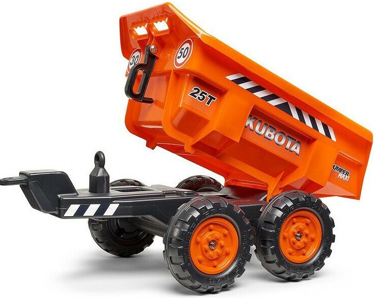 Детски багер Falk - Kubota Komatsu, с две кофи, ремарке и педали, оранжев | Отлична цена | Ozone.bg