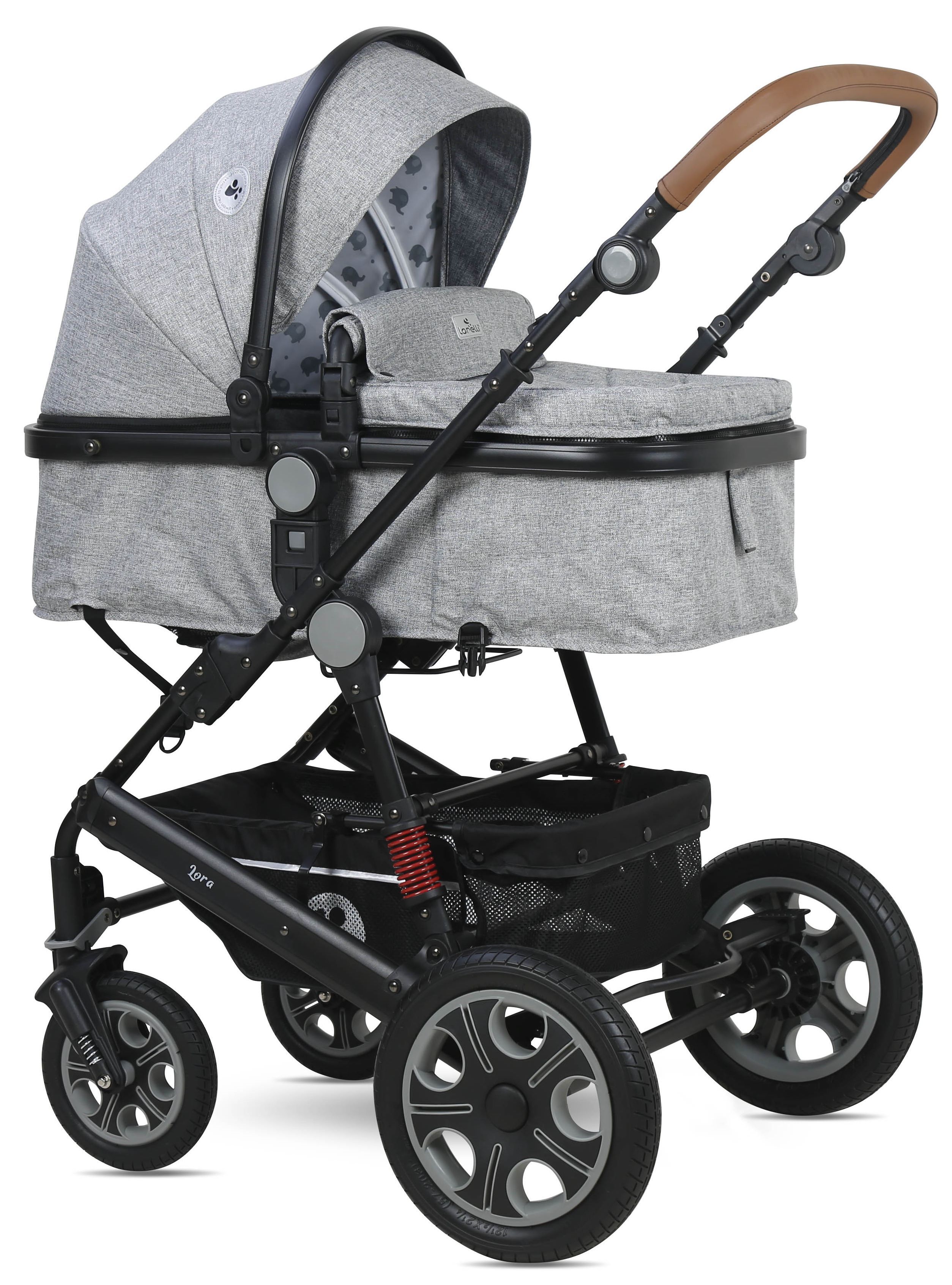 Детска комбинирана количка Lorelli - Lora Set, Cool Grey Elephants | Ozone.bg