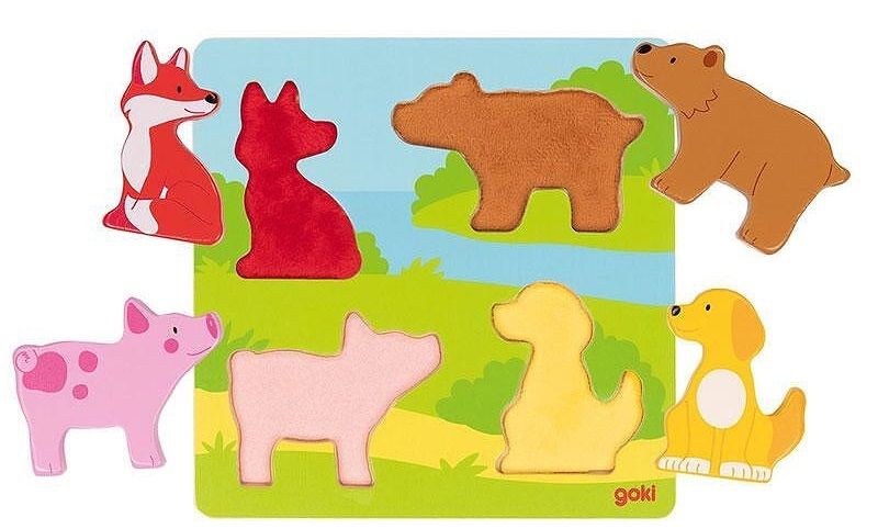 Детски тактилен пъзел Goki - Животни | Отлична цена | Ozone.bg