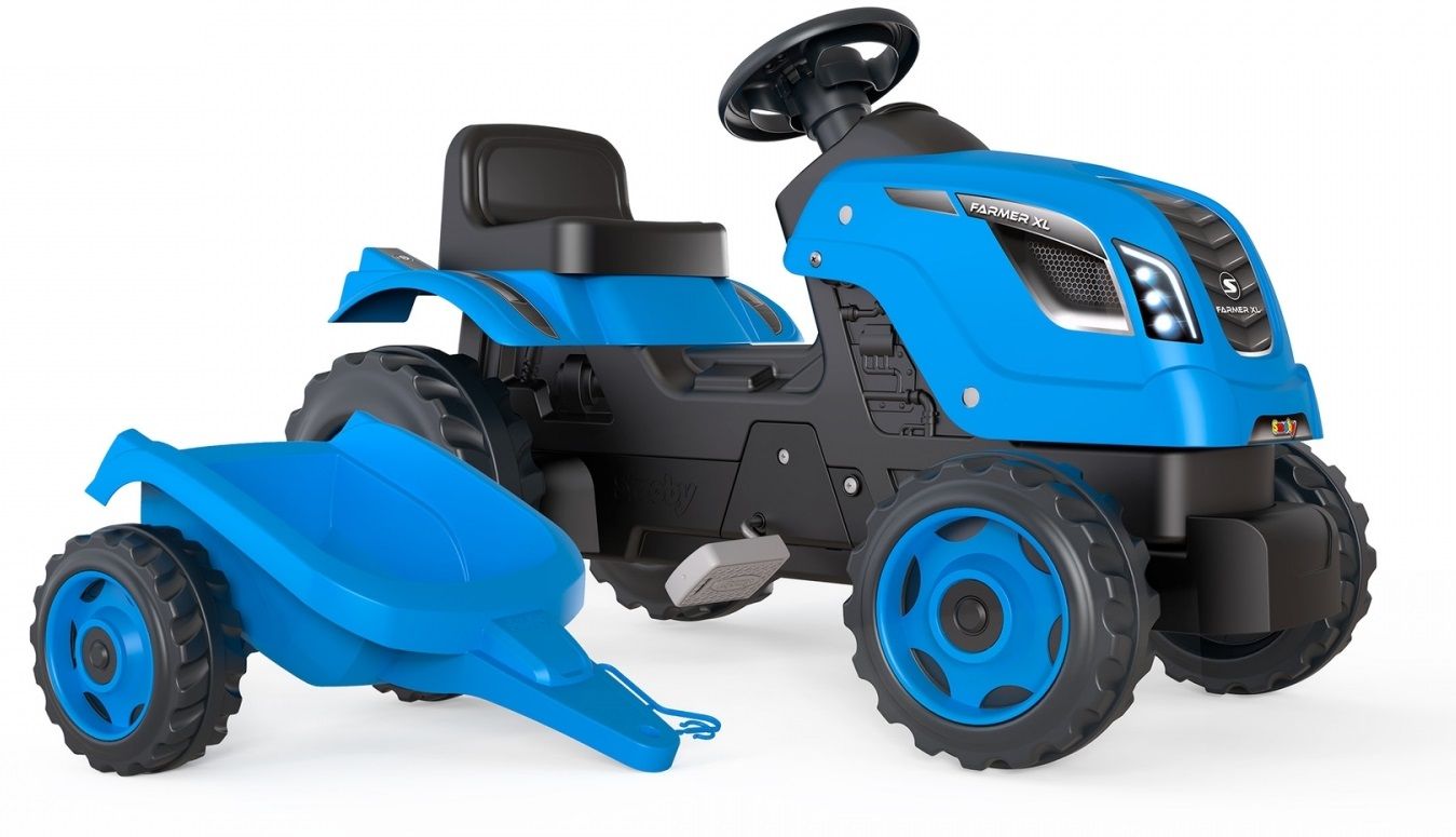 Детски трактор с педали Smoby Farmer XL - С ремарке, син | Отлична цена | Ozone.bg