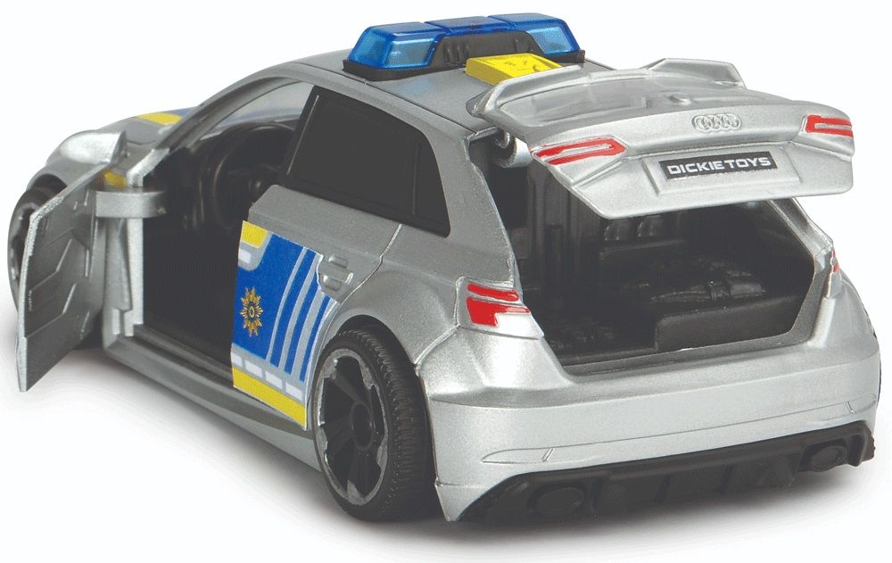 Детска играчка Dickie Toys - Полицейски автомобил Audi RS3, със звуци и ...