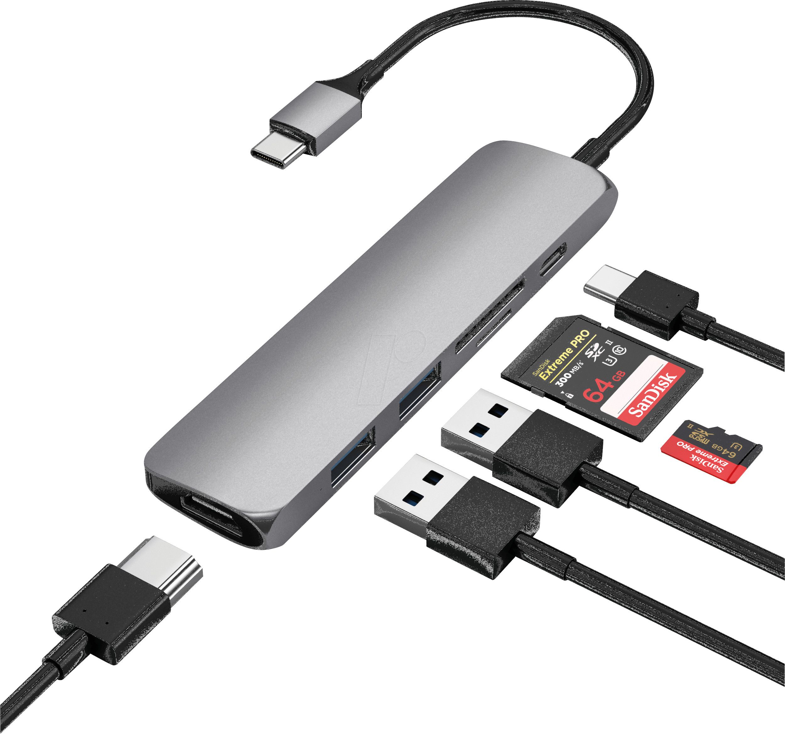 Адаптер, Satechi TYPE-C Slim Multimedia Adapter V2, USB-C port | Ozone.bg