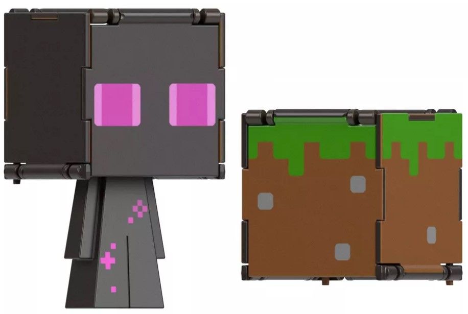 Екшън фигура Mattel Games: Minecraft - Enderman & Grass Block (Flippin ...