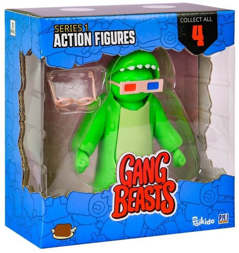 Екшън фигура P.M.I. Games: Gang Beasts - Green Dino Kigurumi, 11 cm ...